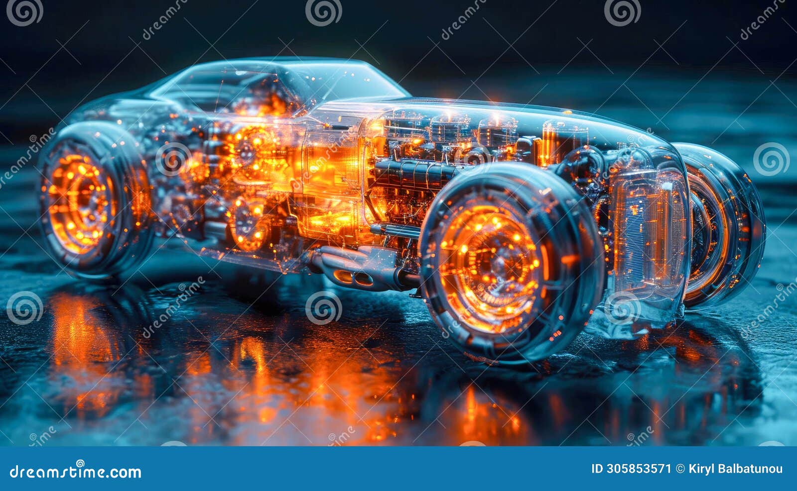 Modern High-tech Transparent Glowing Car Electric Car Translucent with ...