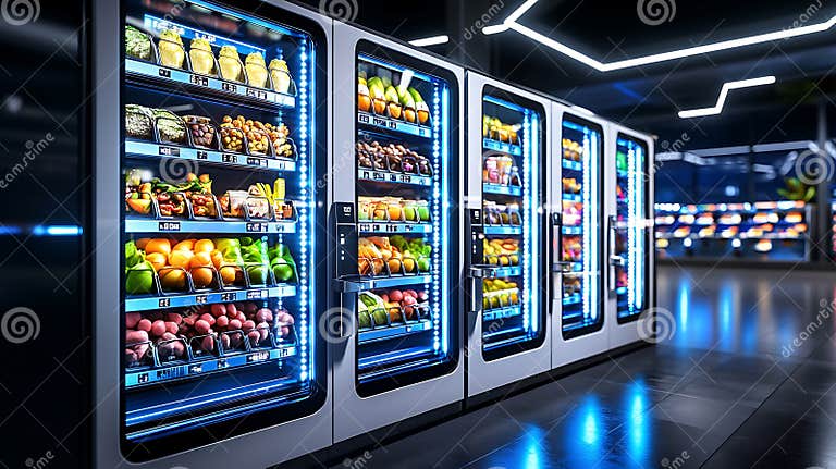 Modern High-Tech Vending Machine with Calorie Display Stock ...