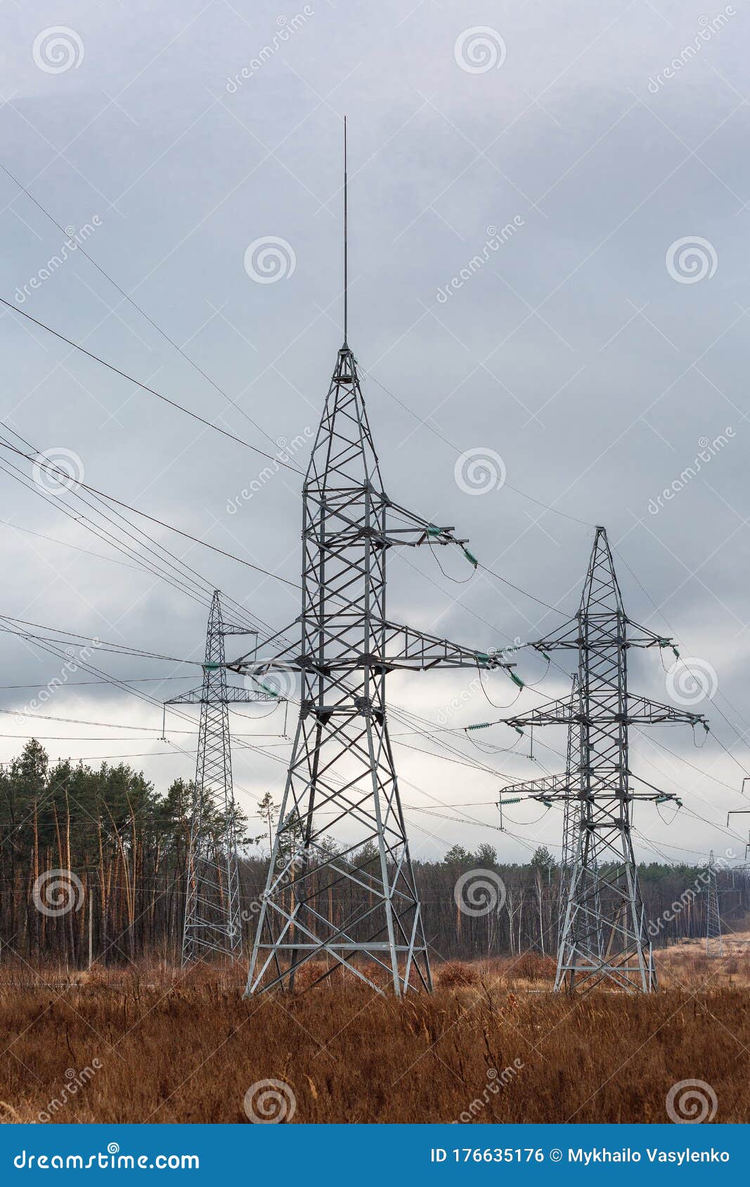 Modern High-voltage Electric Networks Stock Photo - Image of industrial ...