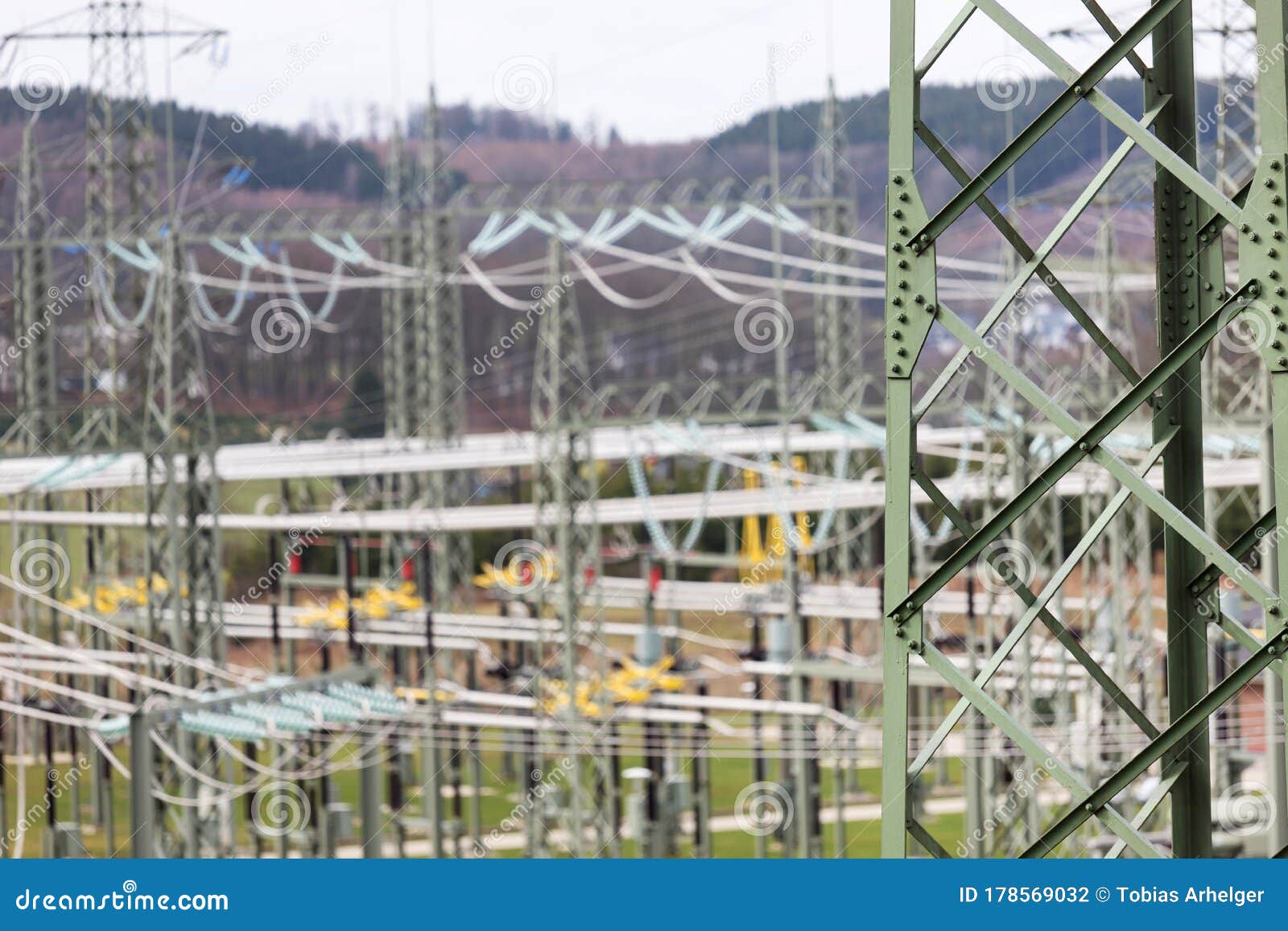 Modern High-voltage Substation Background Stock Photo - Image of fossil ...