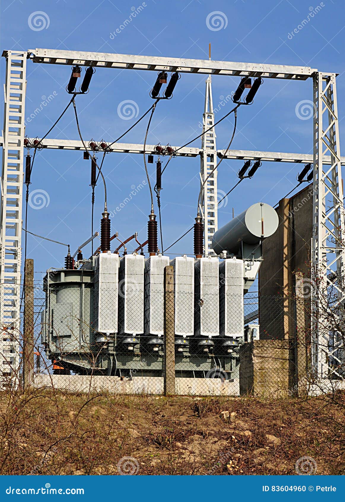 Modern High Voltage Transformers Stock Photo - Image of pylon, high ...