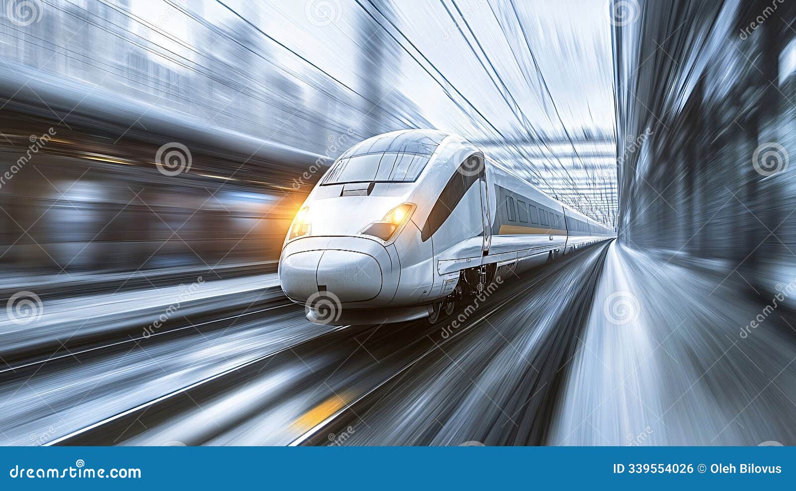 Modern Highspeed Train Approaching Platform at High Speed Stock Photo ...