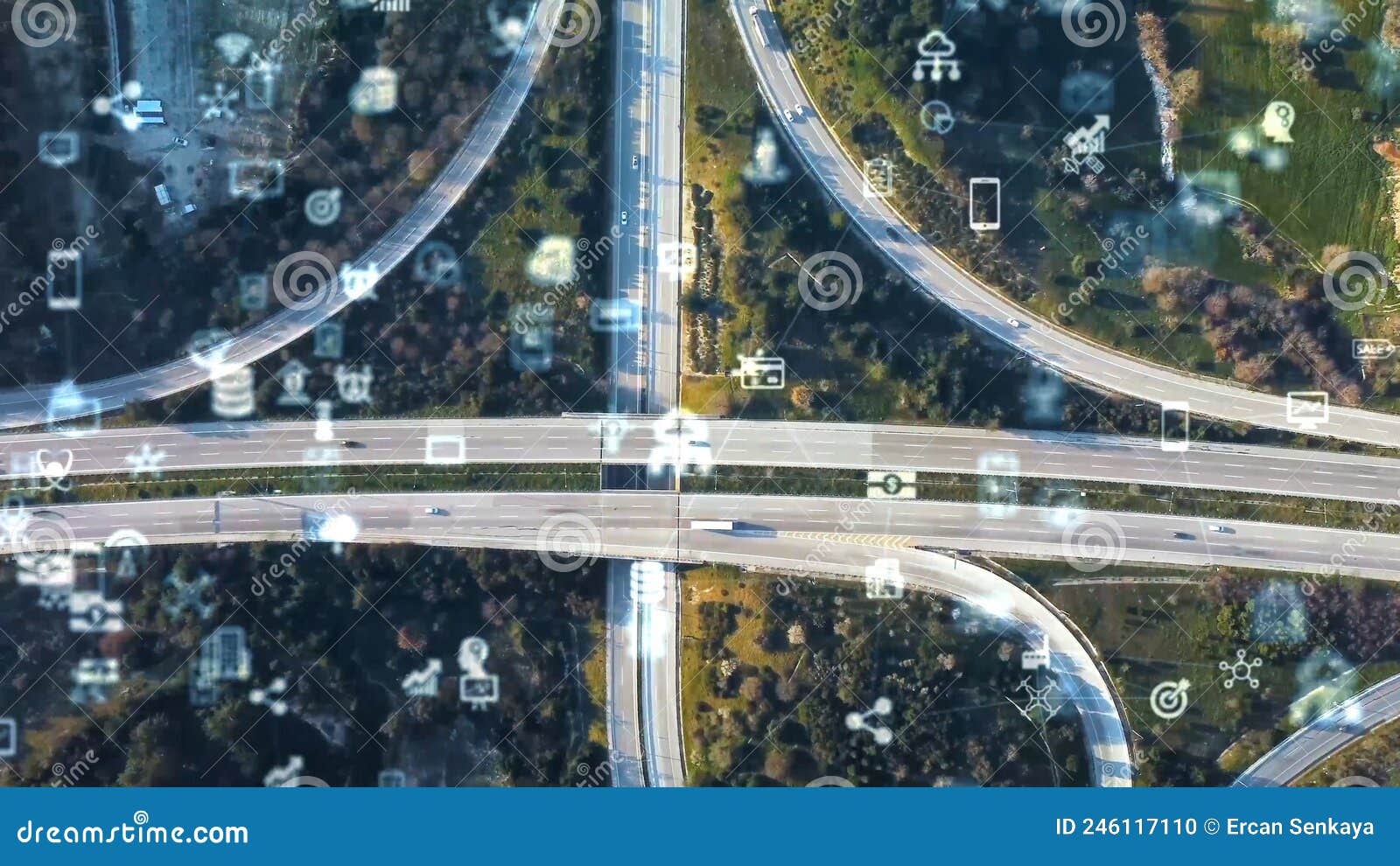 Modern Highway and Data Technology Concept. Smart Transportation. ITS ...