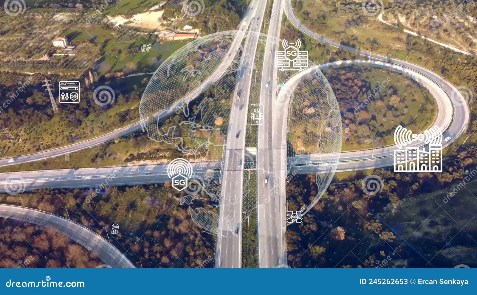 Modern Highway and Data Technology Concept. Smart Transportation. ITS ...