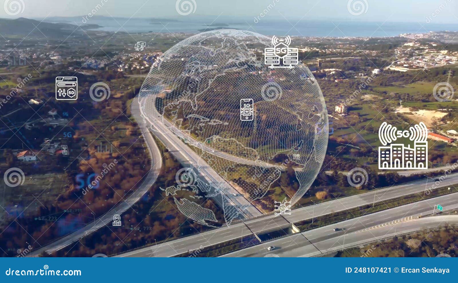 Modern Highway and Data Technology Concept. Smart Transportation. ITS ...