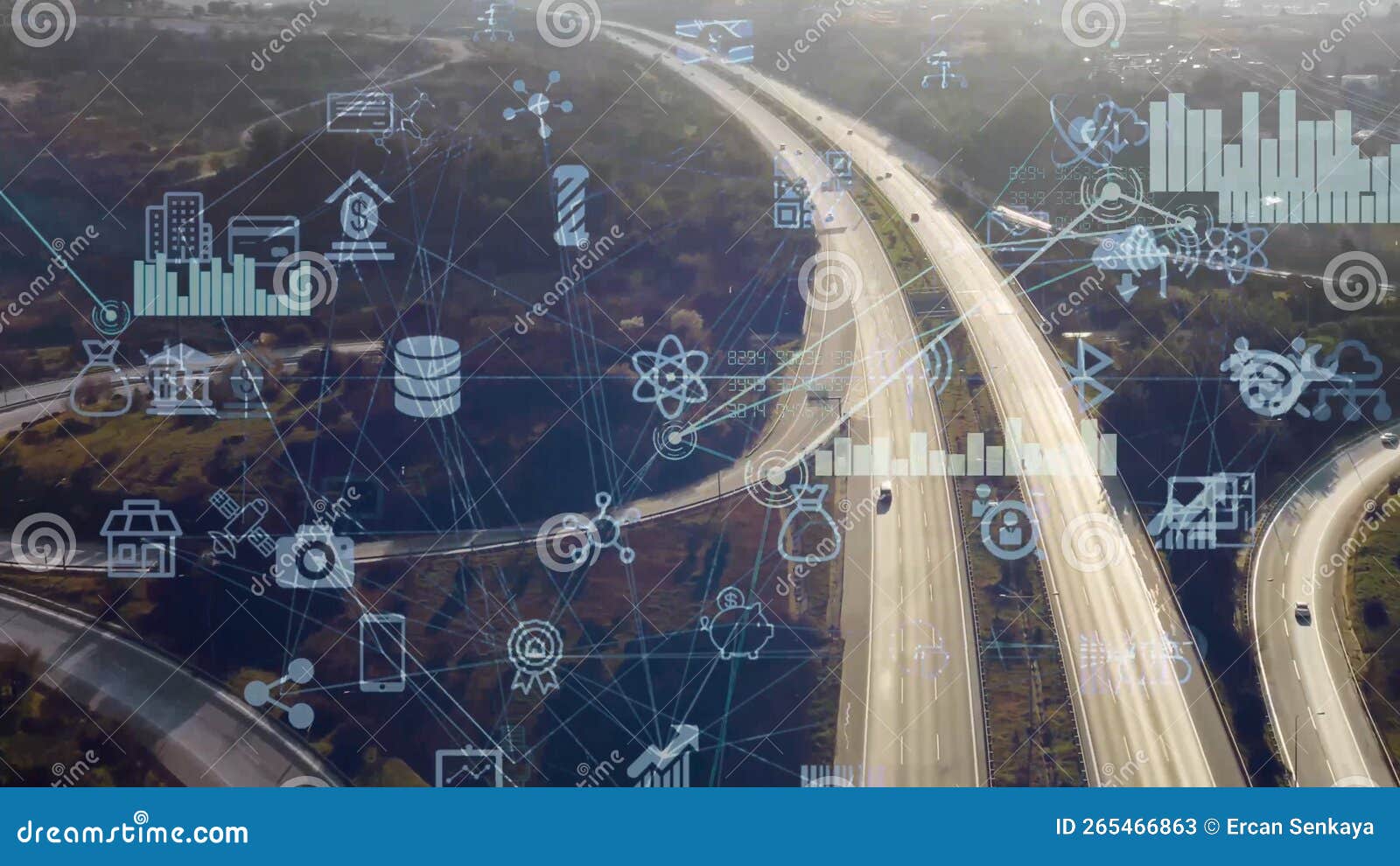 Modern Highway and Data Technology Concept. Smart Transportation. ITS ...