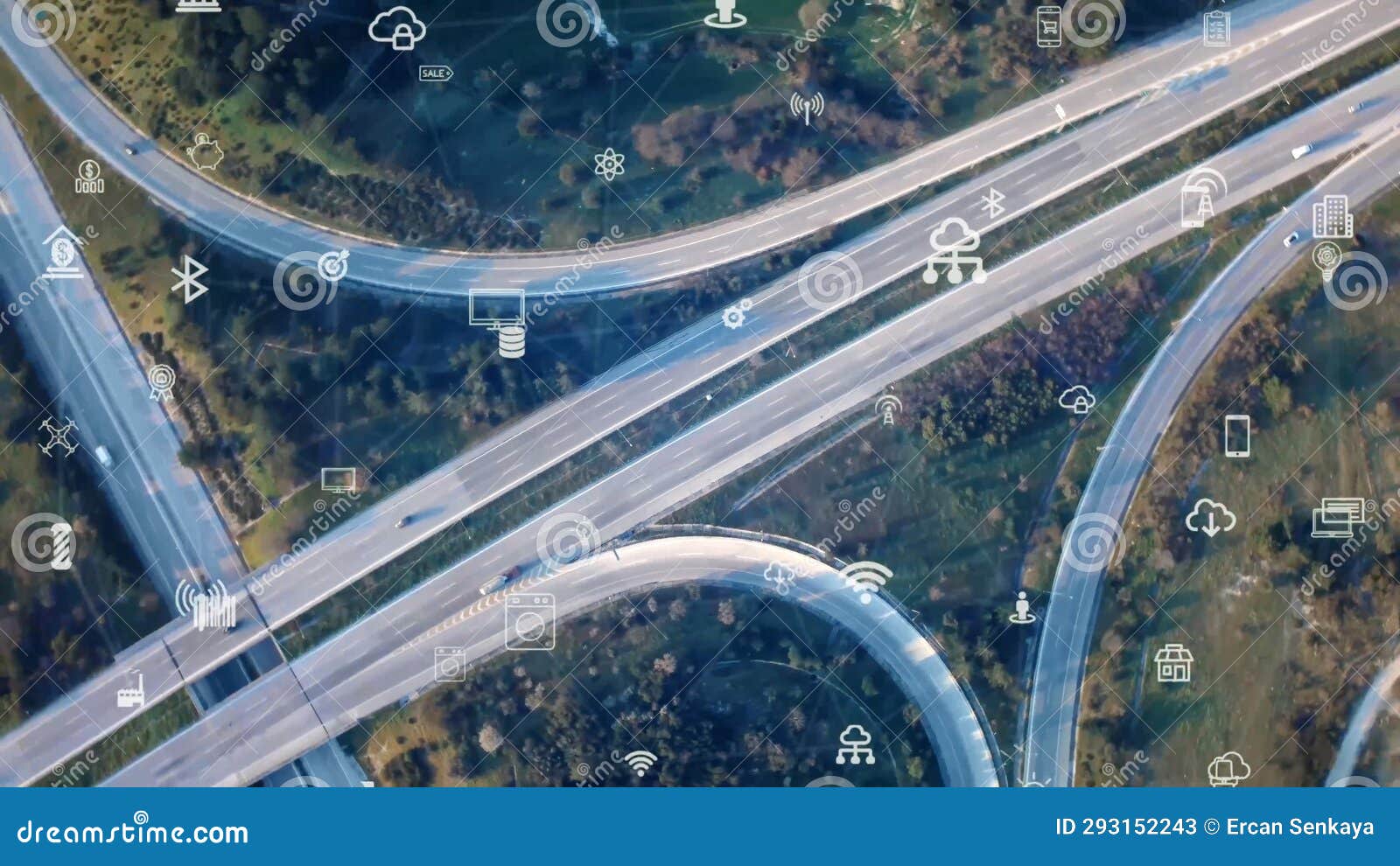 Modern Highway and Data Technology Concept. Smart Transportation. ITS ...