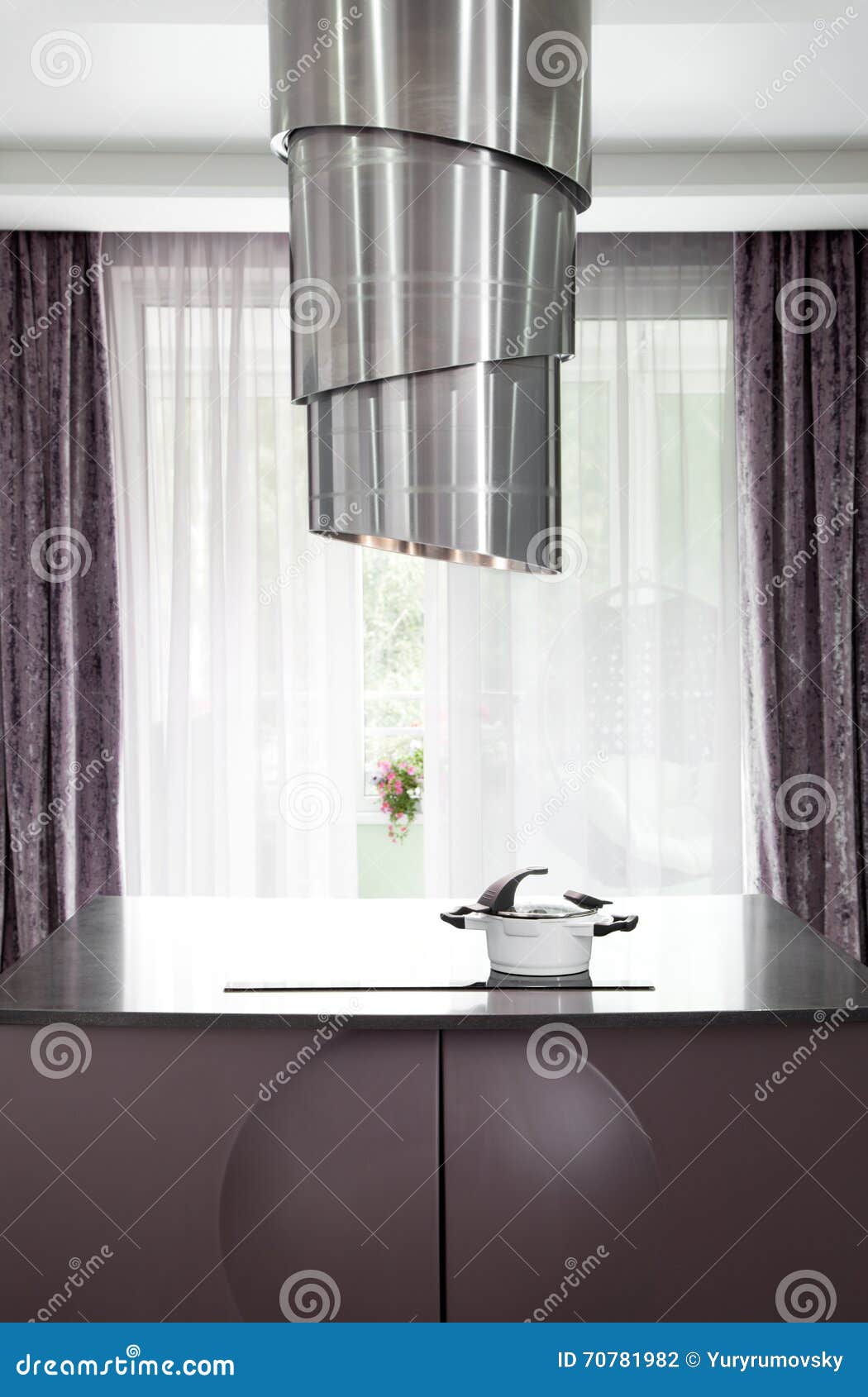 Modern hob and extractor stock photo. Image of inside - 70781982