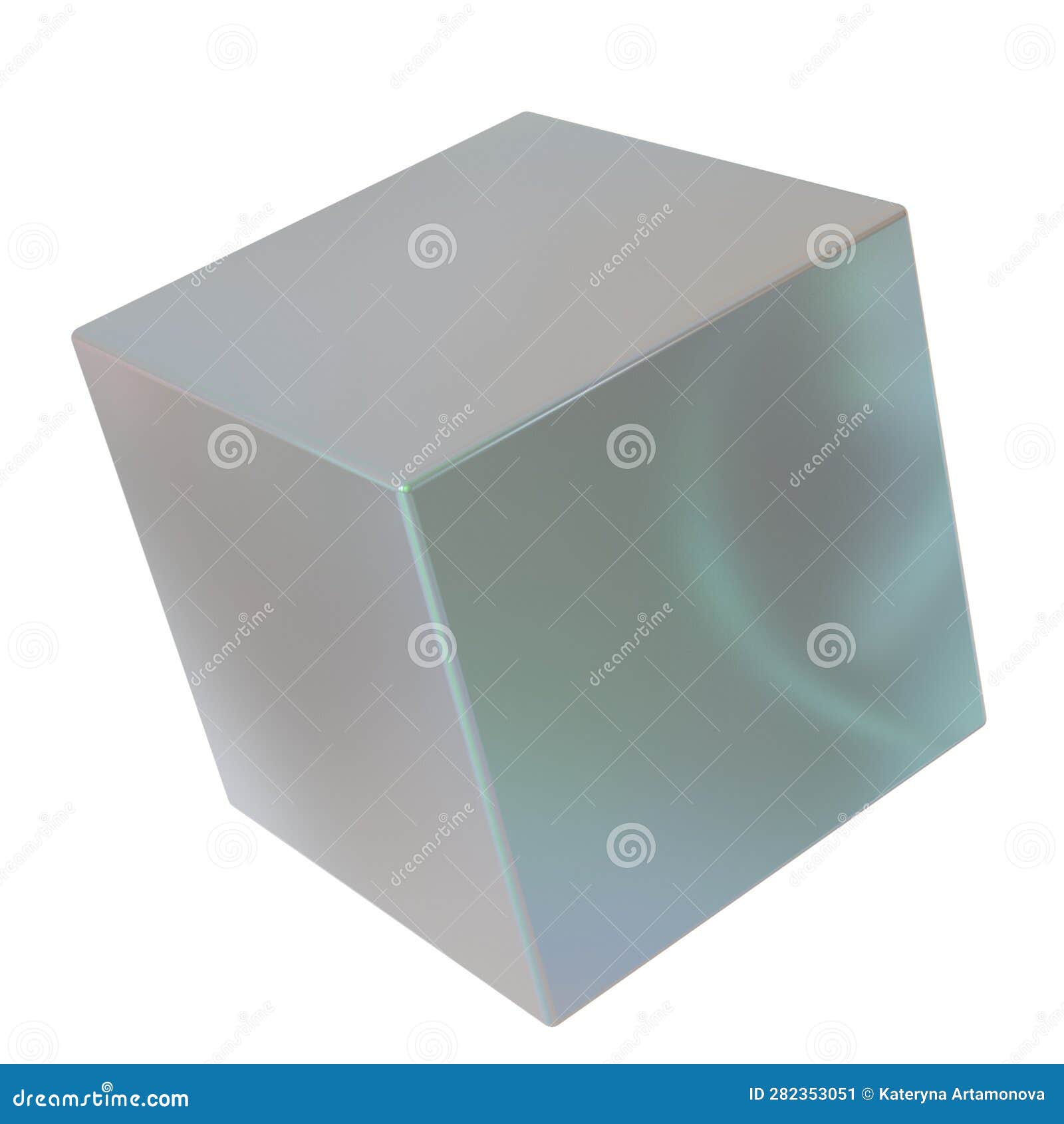 Modern Holographic Cube Shape. Realistic 3D Render Stock Illustration ...