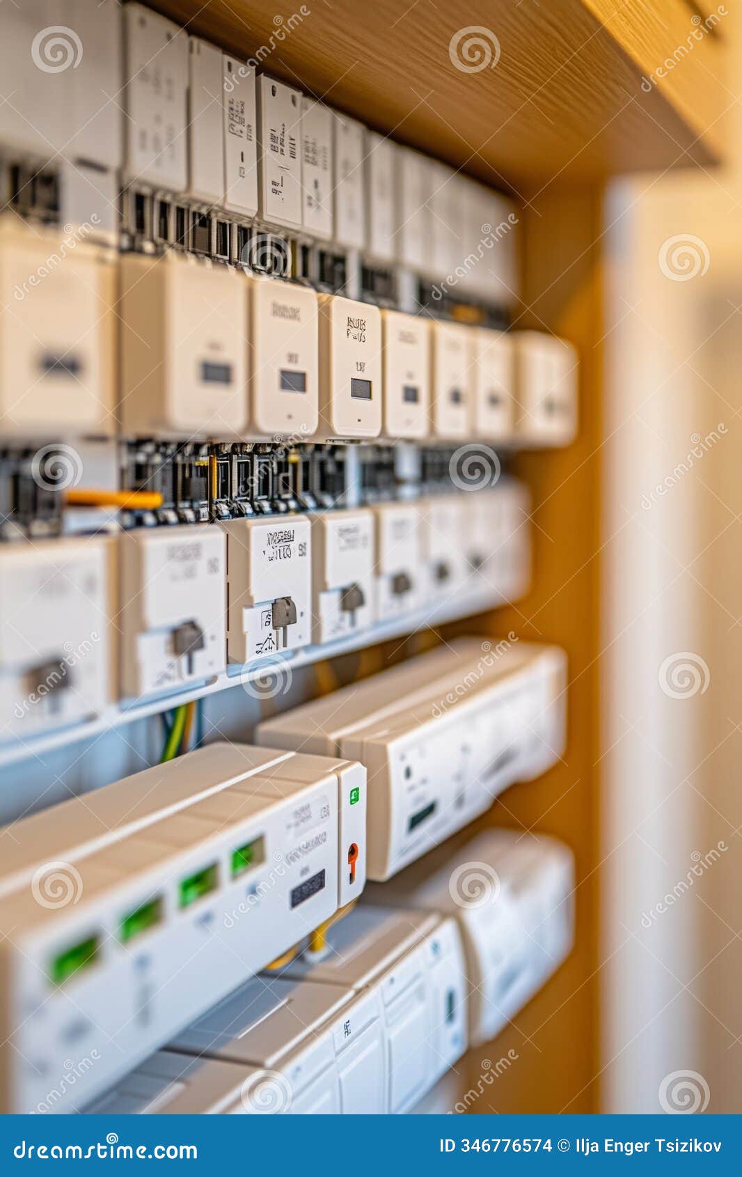 Modern Home Automation System Detailed View of Electrical Panel with ...