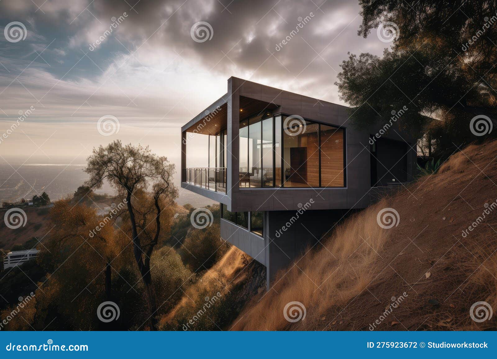 Modern Home Built on Steep Hillside with Stunning Views of Valley Below ...