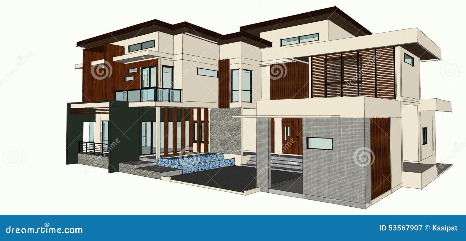 Modern home design stock illustration. Illustration of minimalist ...