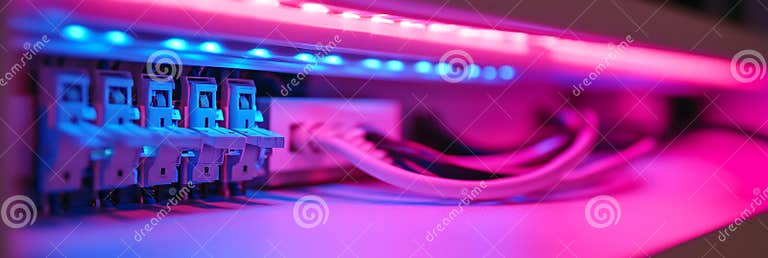 Modern Home Electrical Panel with Circuit Breakers and Organized Wiring ...