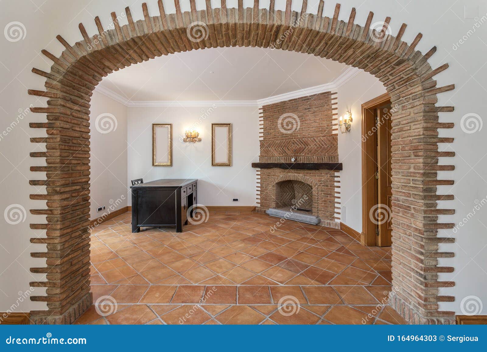 Modern Home Interior with Arch in the Hallway. Stock Image - Image of ...