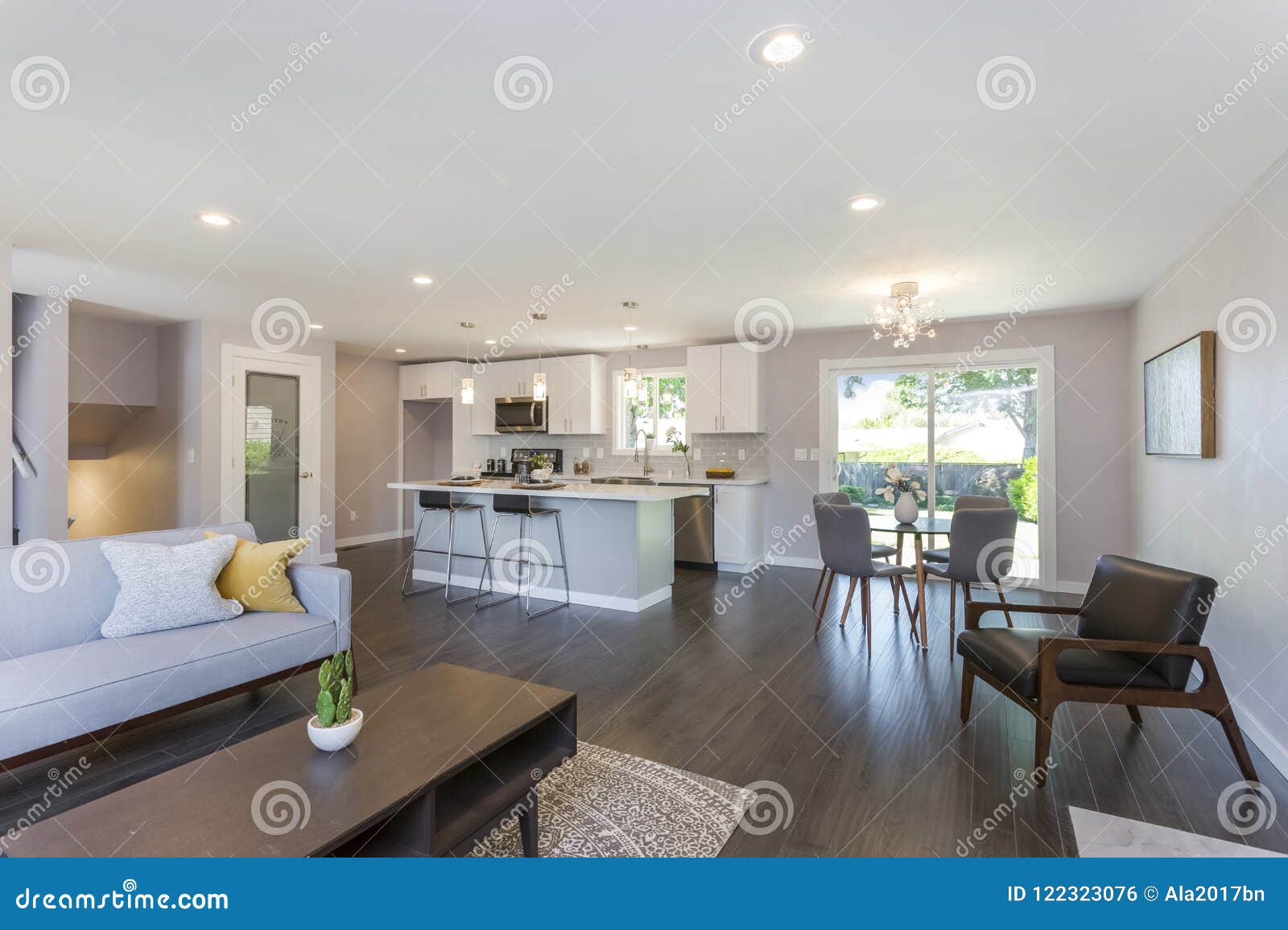 Modern Home Interior with Open Floor Plan. Stock Photo - Image of ...