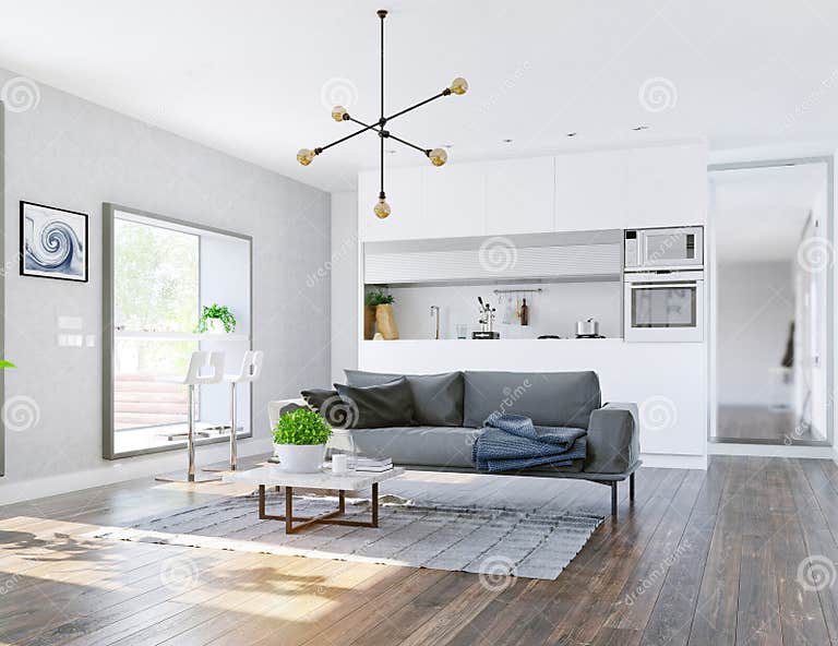 Modern home interior stock illustration. Illustration of apartment ...