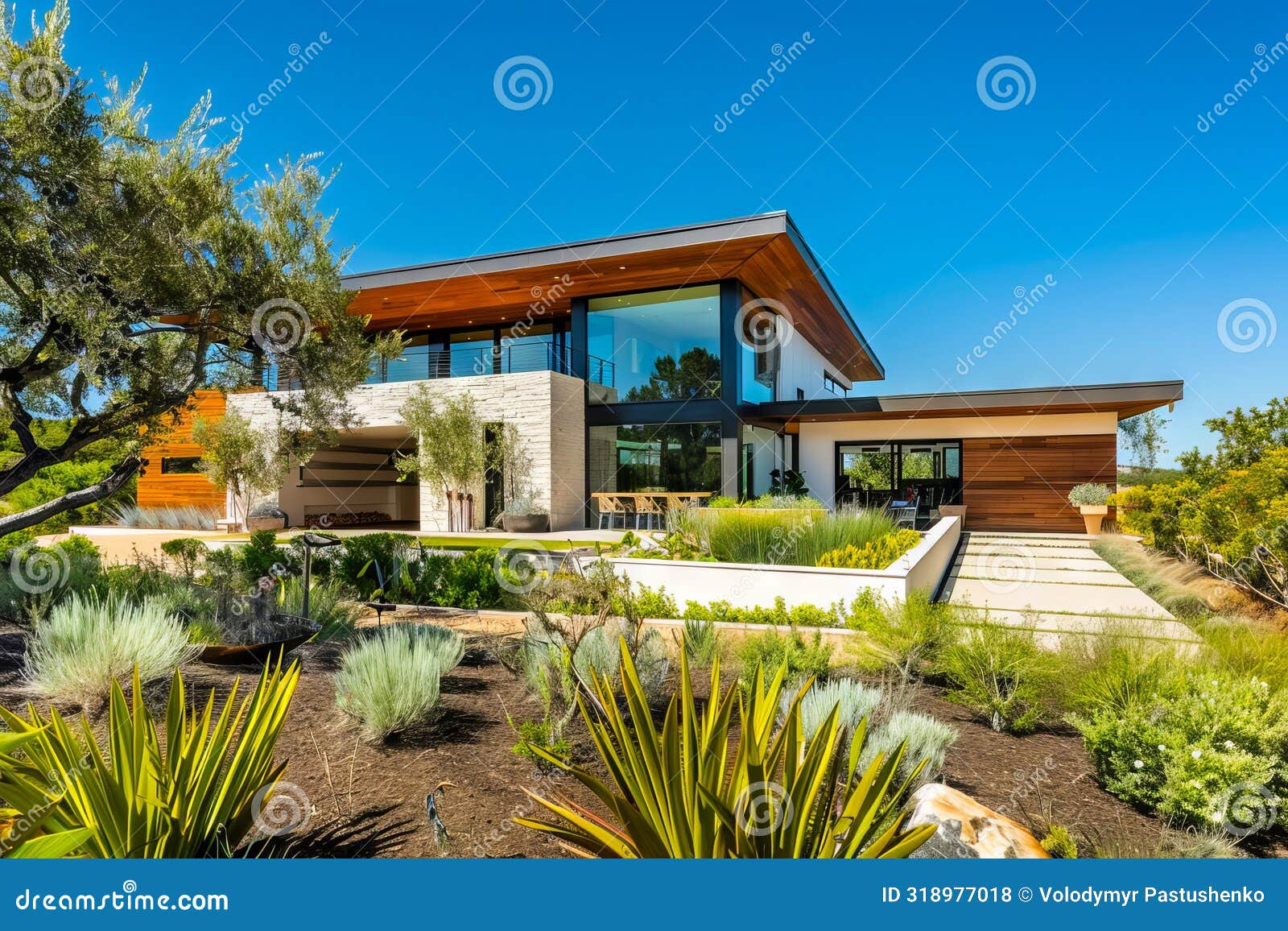 Landscaping In Home Garden. Beautiful Natural Landscape Design With ...