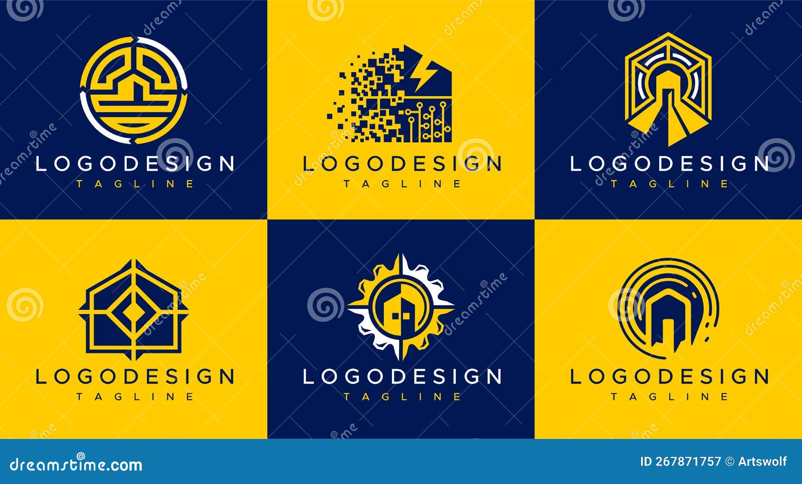 Modern Home Logo Design Template Collection. Technology House Logo ...