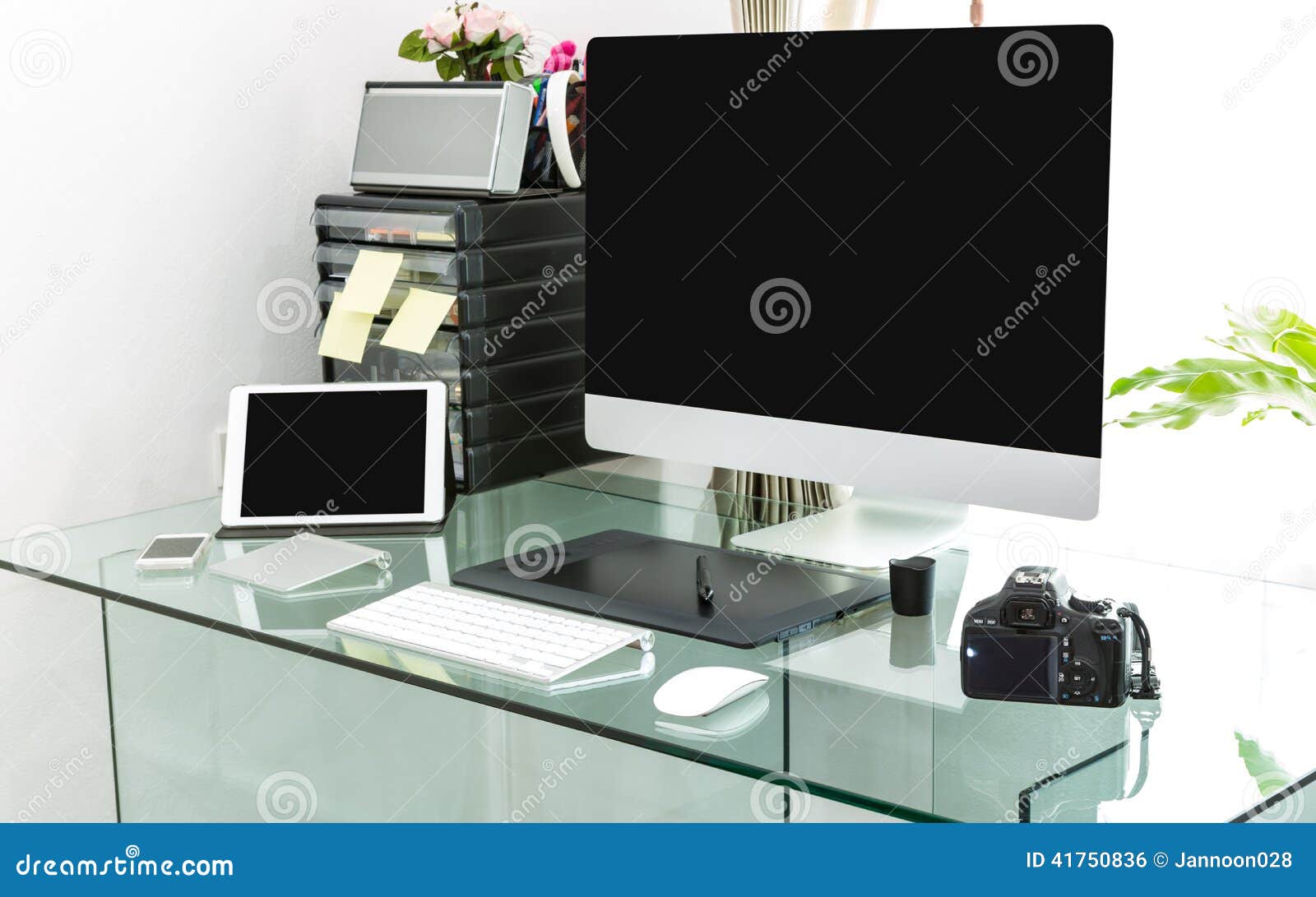Modern Home Office with Computer Stock Photo - Image of concept, desk ...