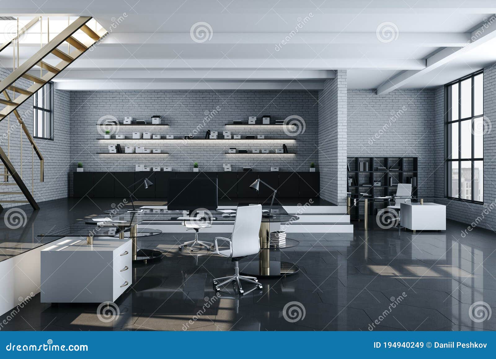 Modern Home Office with Computer Stock Illustration - Illustration of ...