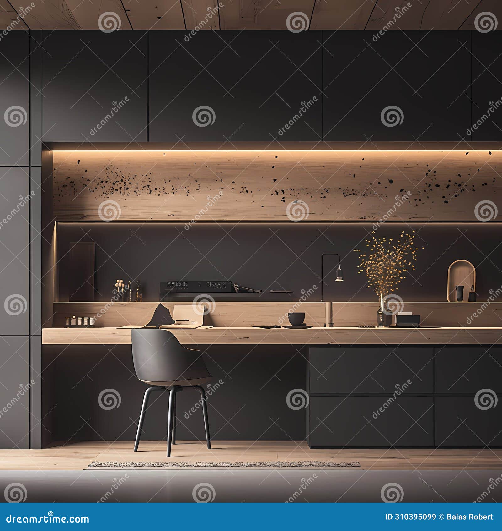 Modern Home Office Set Up - Elegant and Functional Stock Illustration ...