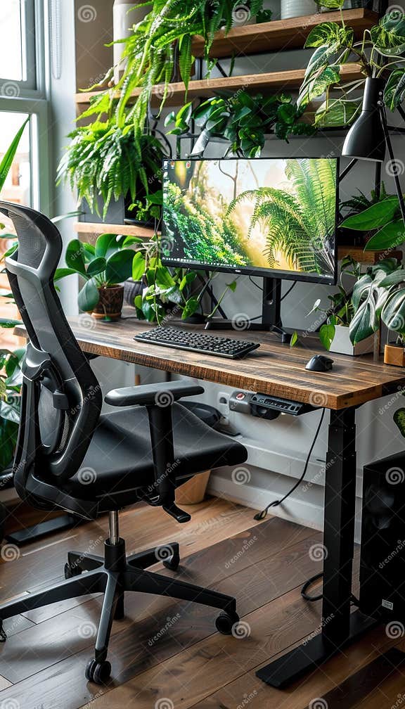 Modern Home Office Setup with Standing Desk and Ergonomic Chair for ...