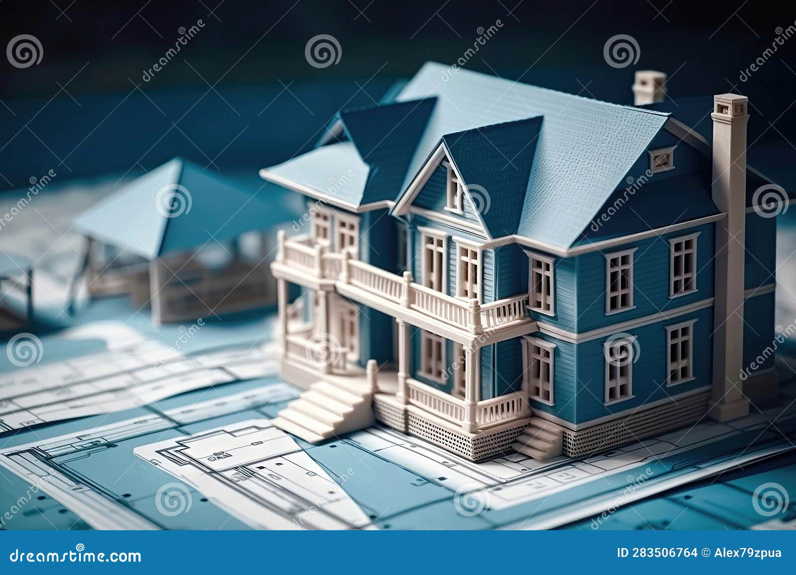 Modern Home Representation on Architectural Blueprint - Generative AI ...