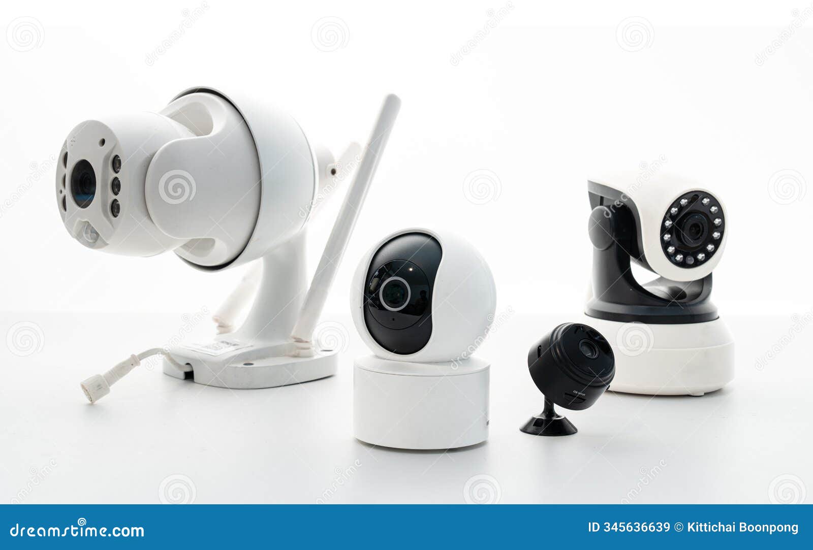 Modern Home Security Cameras Collection on White Background Stock ...