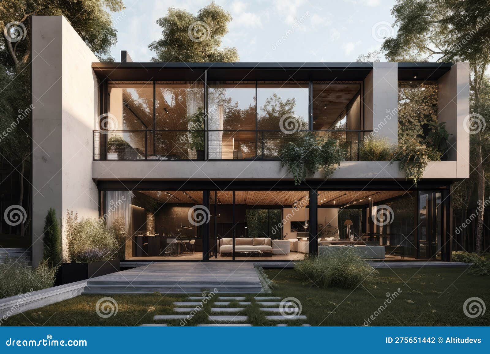 Modern Home with Sleek and Minimalistic Design, Featuring Large Windows ...