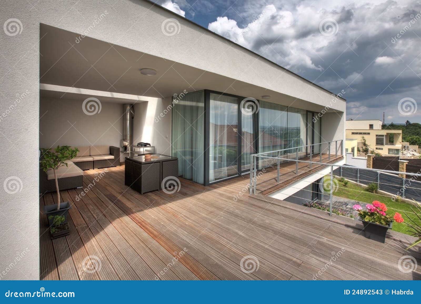 Modern home terrace stock image. Image of house, living - 24892543