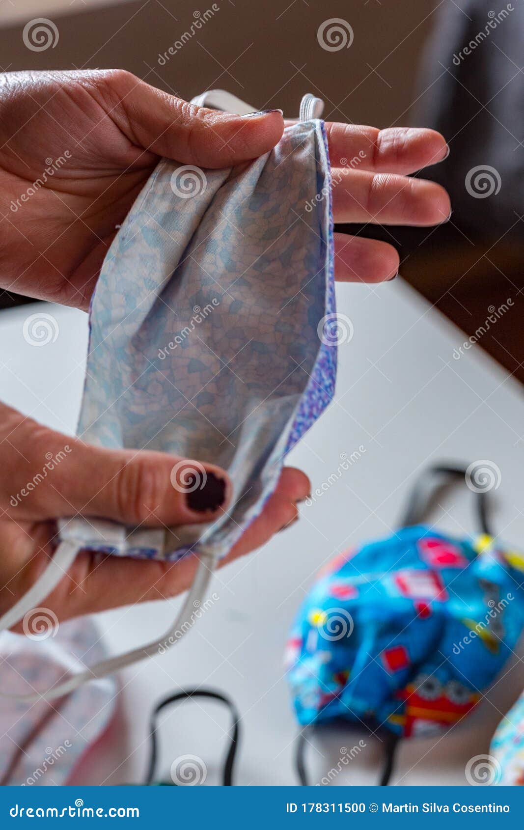 Modern Homemade Masks Using To Protect from Coronavirus. Covid 19 Stock ...