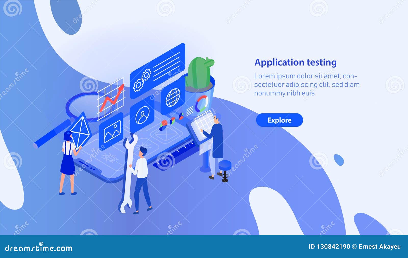 Modern Horizontal Banner Template with Giant Smartphone and Tiny People ...