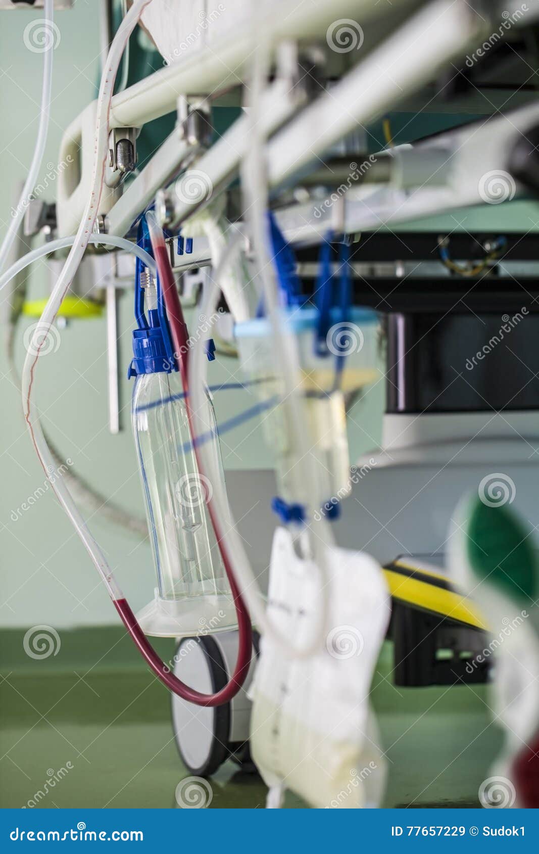 Modern Hospital Bed with a Fragment of the Drainage System Stock Image ...