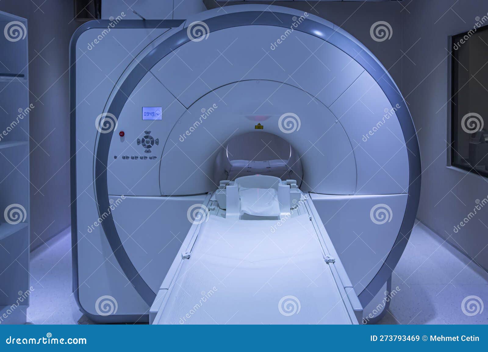 Modern Hospital Computed Tomography Room Interior with Device. Computer ...