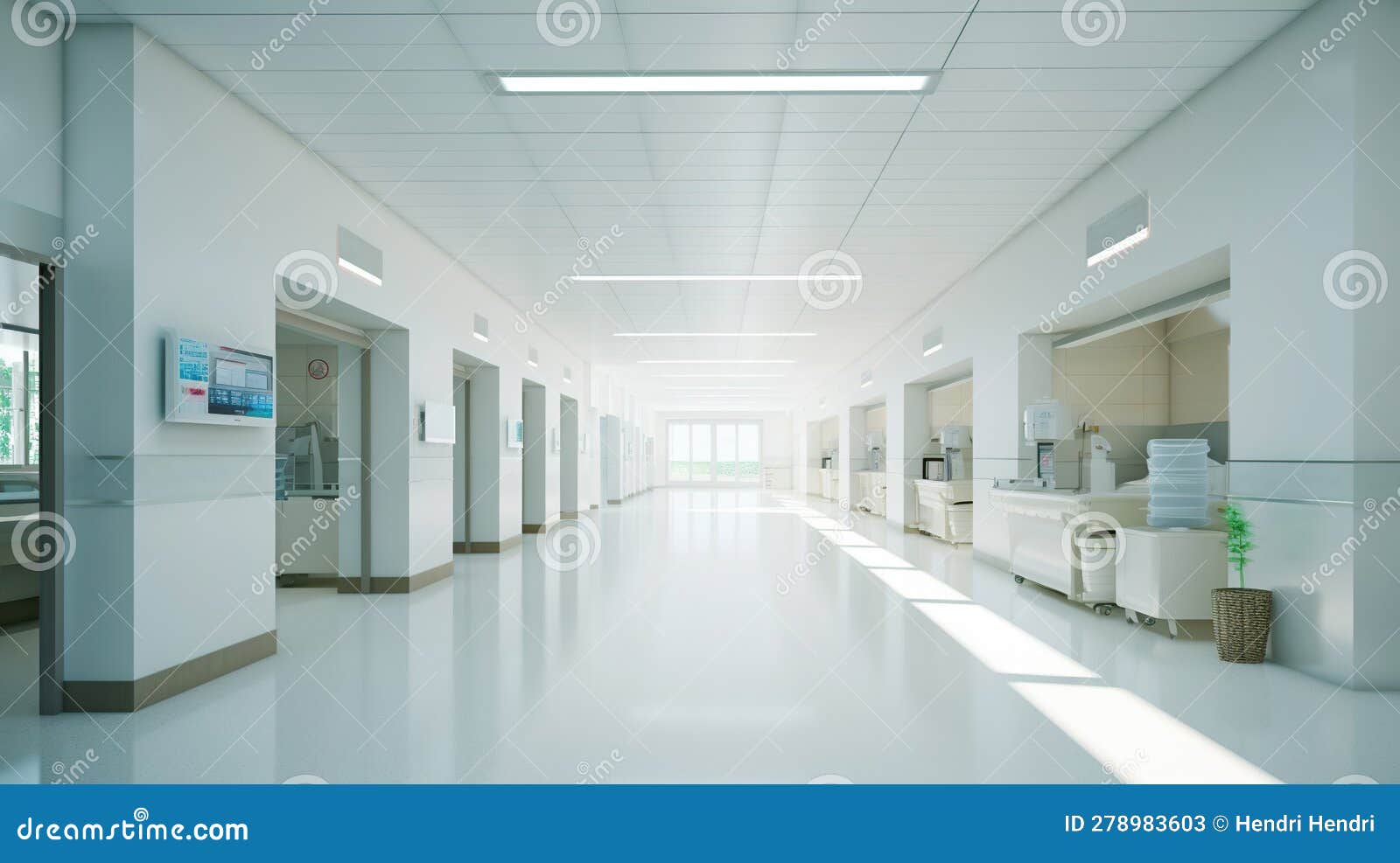 Modern Hospital Hall Light Lighting Positive. Generative Ai Stock ...