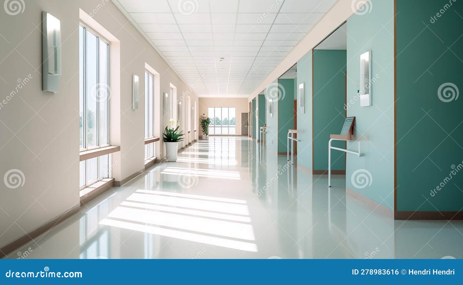 Modern Hospital Hall Light Lighting Positive. Generative Ai Stock ...