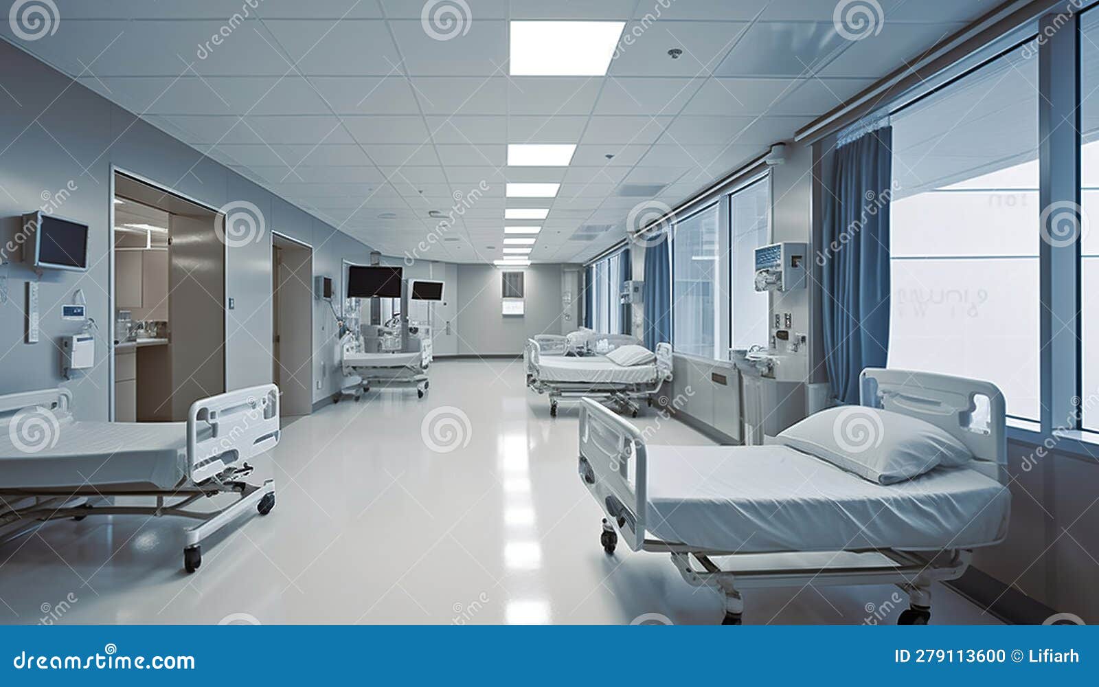 Modern Hospital Isolation Rooms. Generative AI Stock Illustration ...