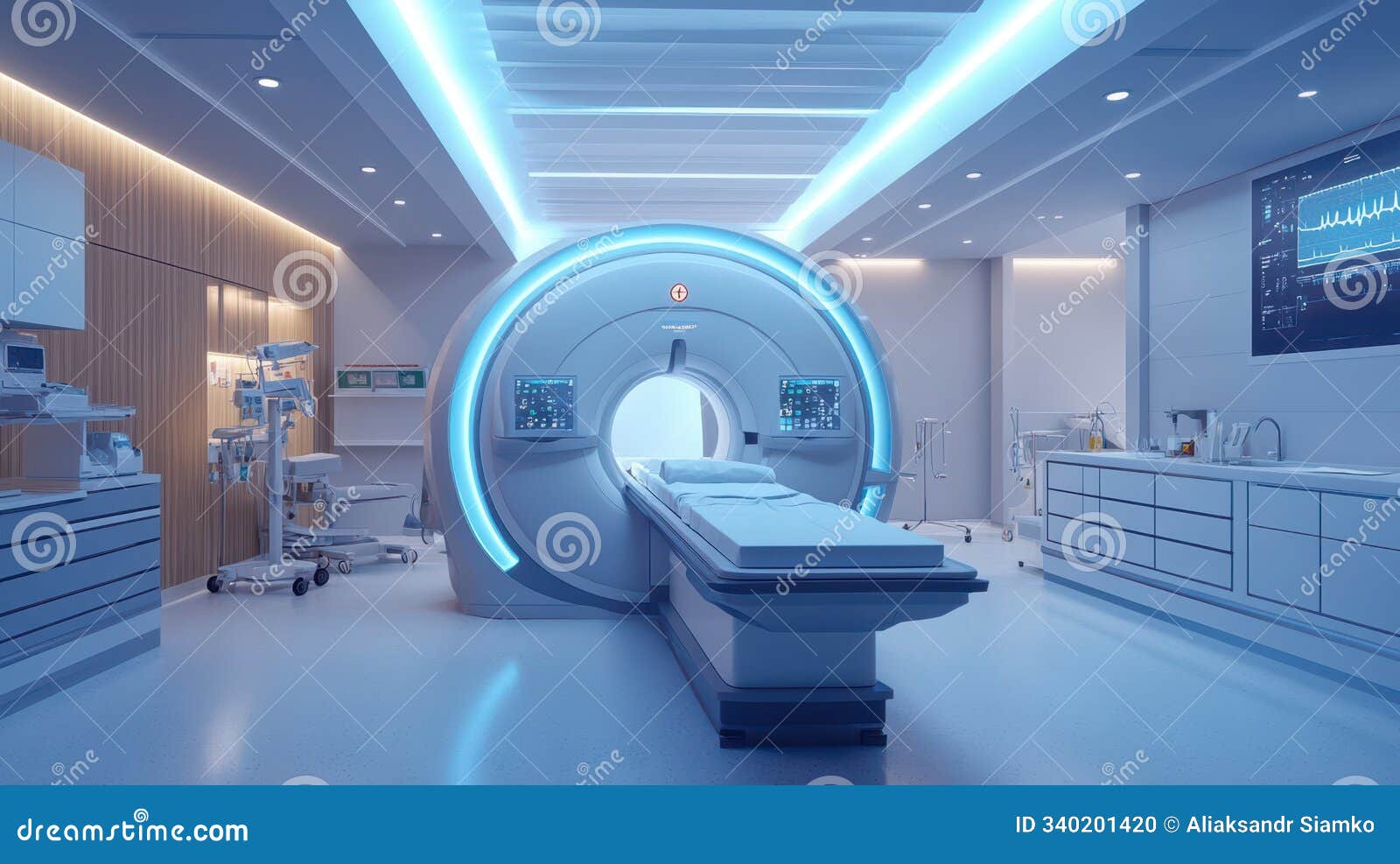 Modern Hospital Room Featuring an Advanced MRI Machine and a ...