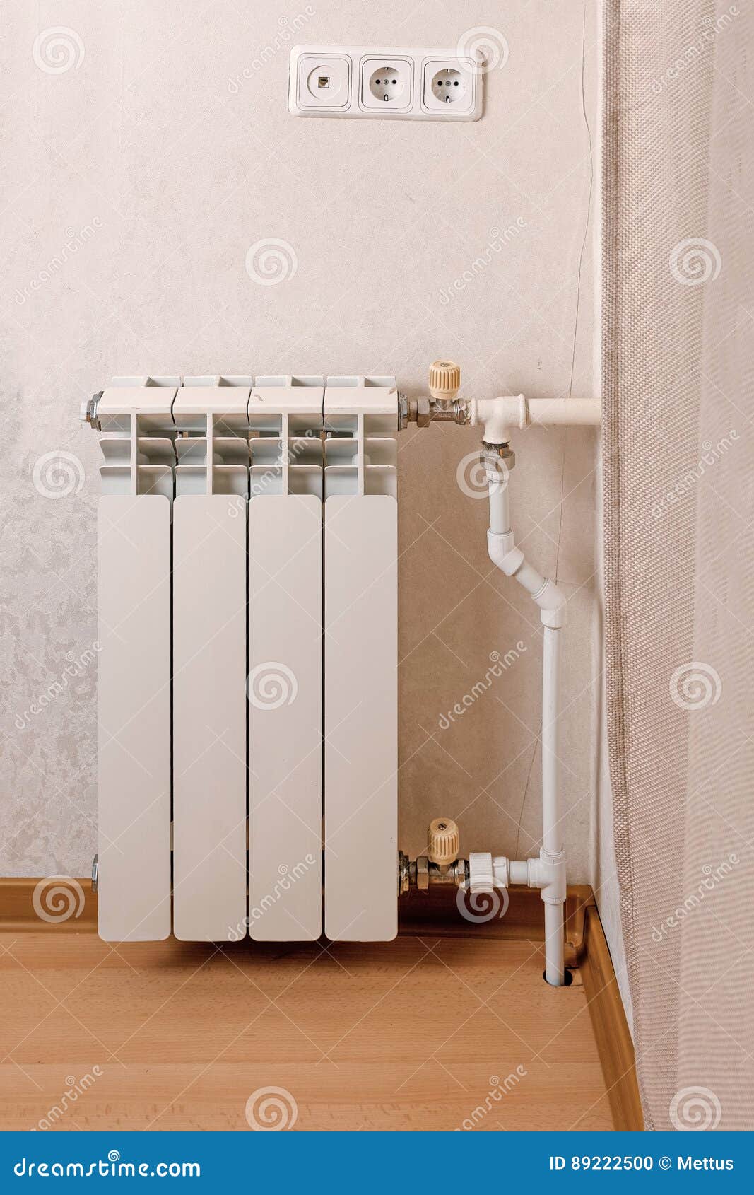 Modern Hot Water Radiator on the Wall Stock Photo - Image of heather ...