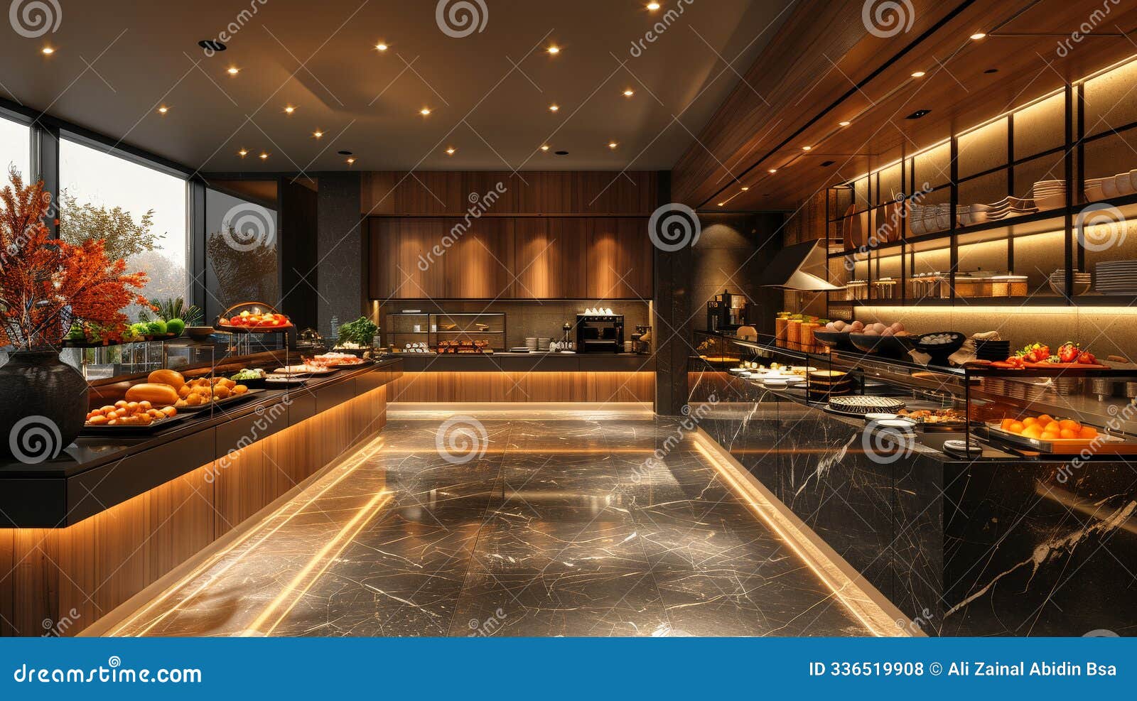 A Modern Hotel Breakfast Buffet Stock Illustration - Illustration of ...