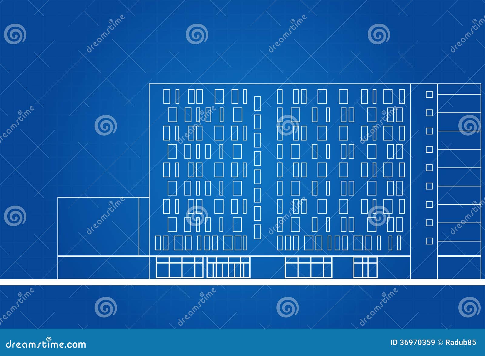 Modern Hotel Building Architectural Blueprint Stock Vector ...