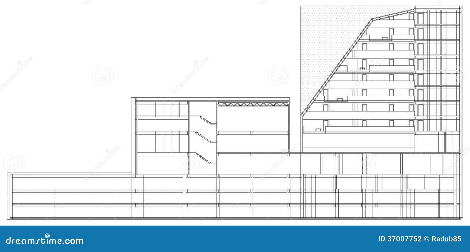 Modern Hotel Building Architectural Blueprint Stock Vector ...
