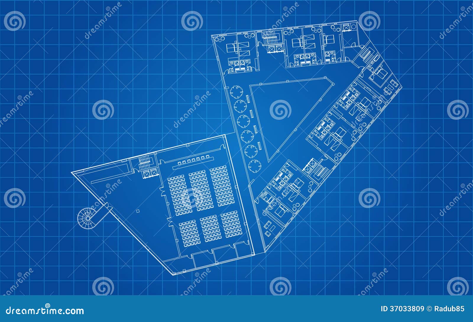 Modern Hotel Floor Architectural Plan Stock Vector - Illustration of ...