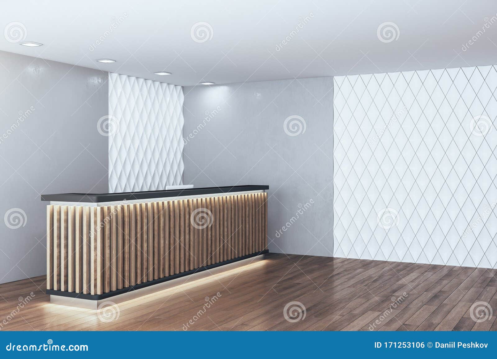 Modern Hotel Hall with Reception Table Stock Illustration ...