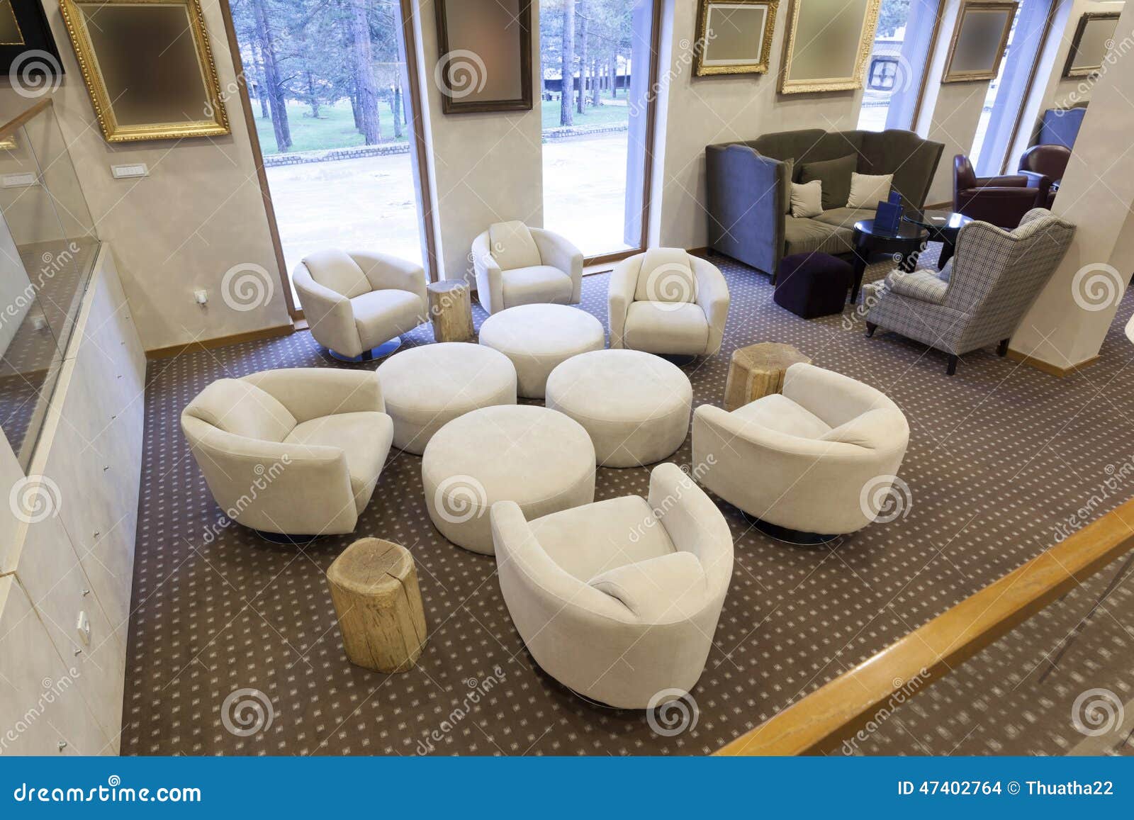 Modern Hotel Lobby Cafe Interior - Top View Stock Photo - Image of ...