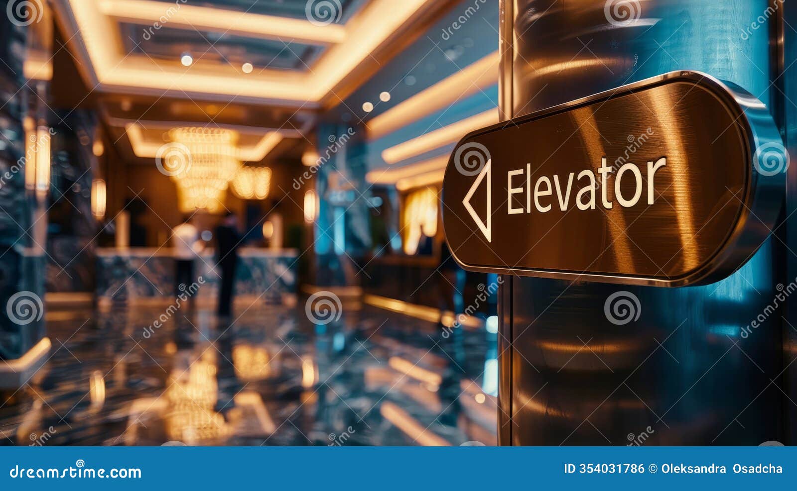 A Modern Hotel Lobby with Elevator Sign Stock Photo - Image of sign ...