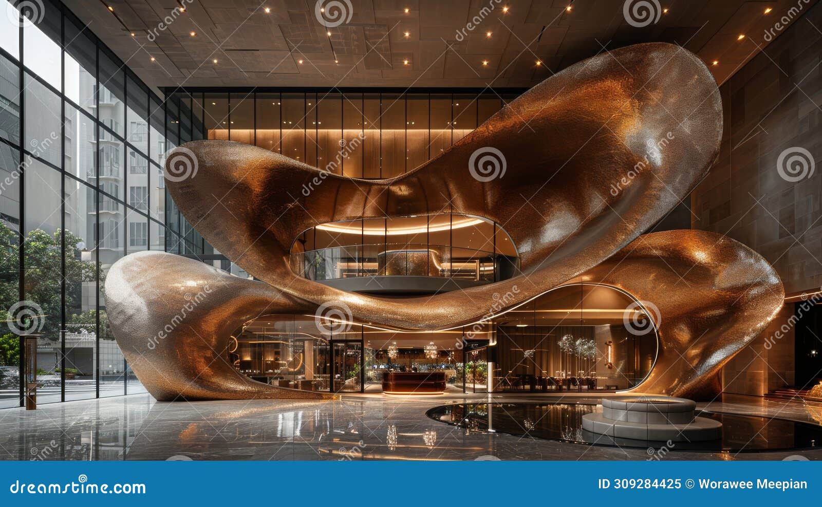 Modern Hotel Lobby Interior Design. Generative AI Stock Image - Image ...