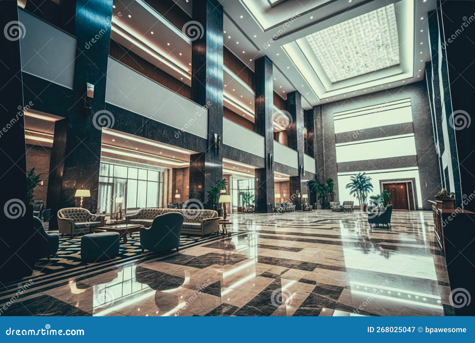 Modern Hotel Lobby: Luxury in a Grand Lobby with Columns, Generative AI ...