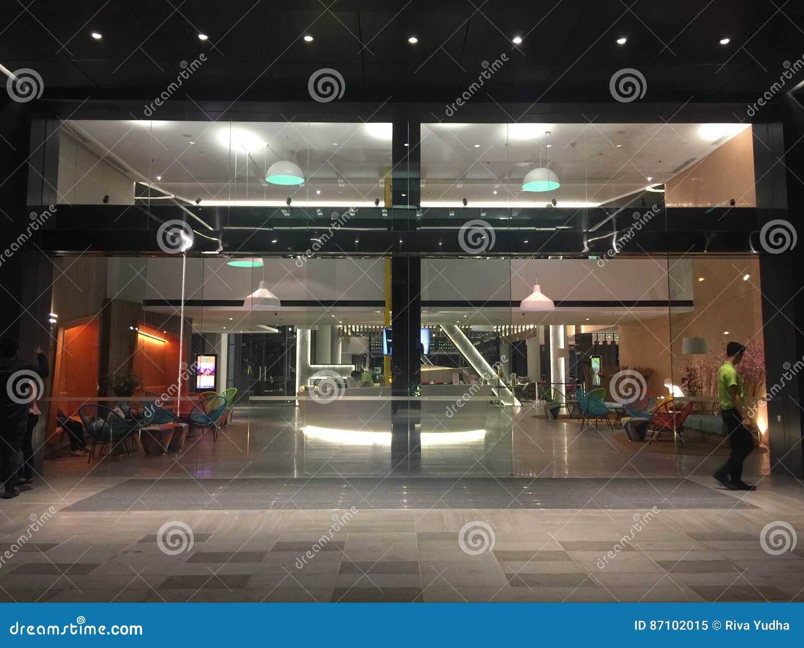 Modern Hotel Lobby at Night Editorial Image - Image of indonesia ...