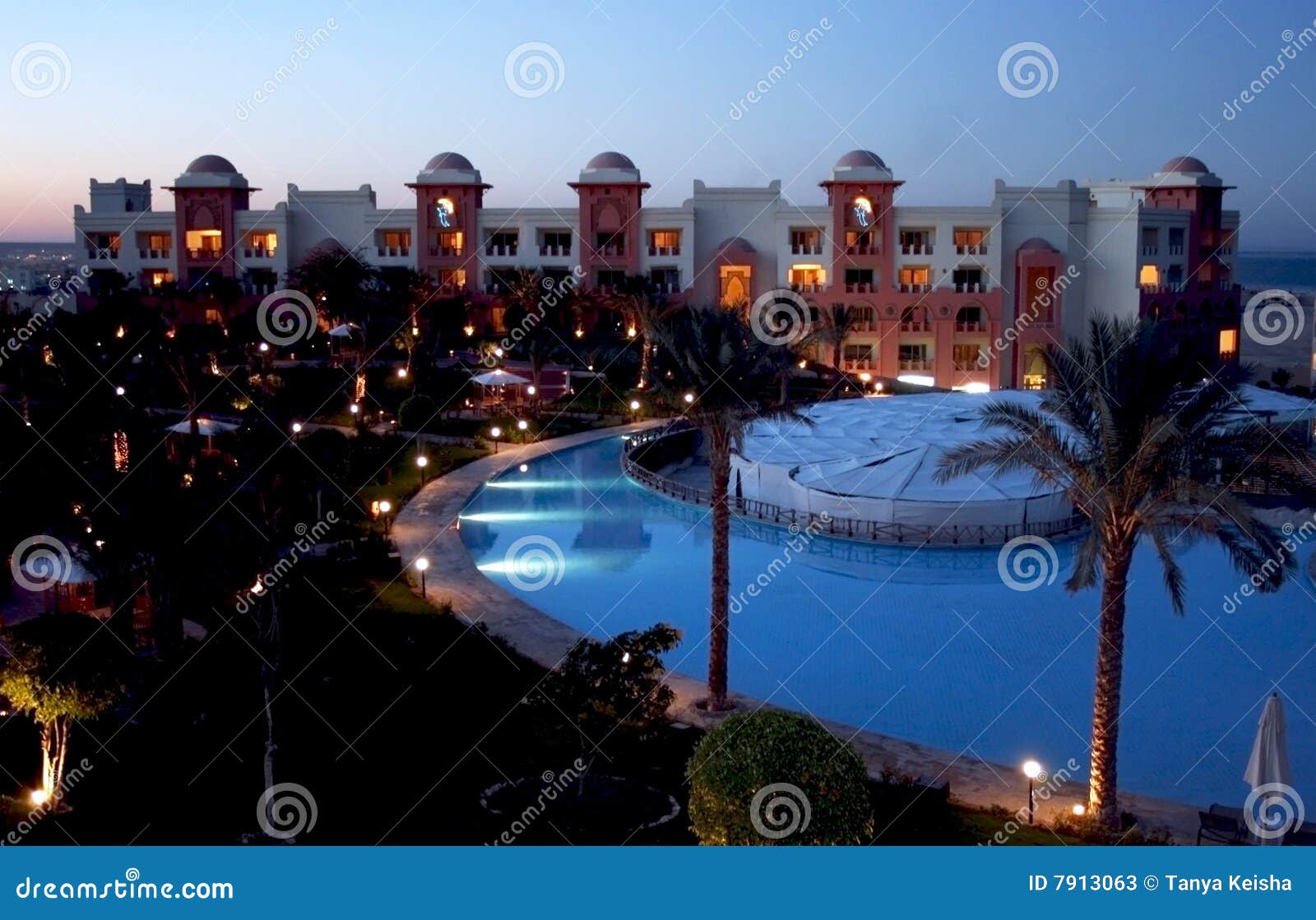 Modern Hotel at the Night Time Stock Image - Image of building, holiday ...